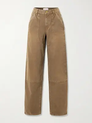 SLVRLAKE Tess Worker Paneled Relaxed Wide-leg Barrel Jeans - Brown