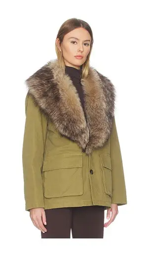NILI LOTAN Ronay Parka With Fur Collar - Olive