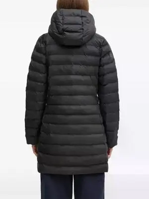 Rains Hooded Puffer Coat With Horizontal Quilting - Black