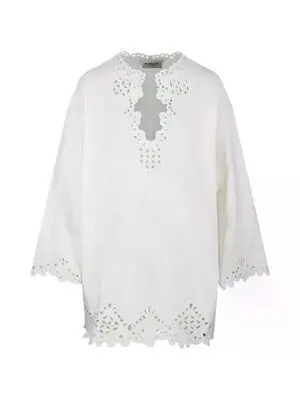 MARANT ETOILE Shana V-neck Top With Scalloped Design - Neutrals