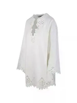 MARANT ETOILE Shana V-neck Top With Scalloped Design - Neutrals