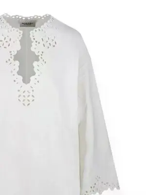 MARANT ETOILE Shana V-neck Top With Scalloped Design - Neutrals