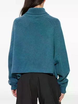 LISA YANG Ribbed Knit Roll Neck Cropped Sweater