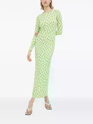 RÉSUMÉ Open-back Checked Midi Dress - Green