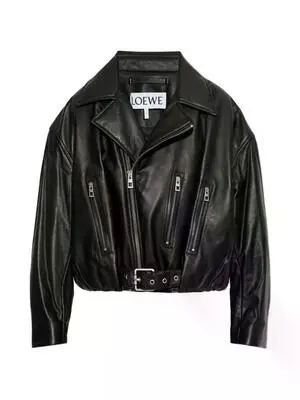 Loewe Zip-detail Belted Nappa Leather Jacket - Black