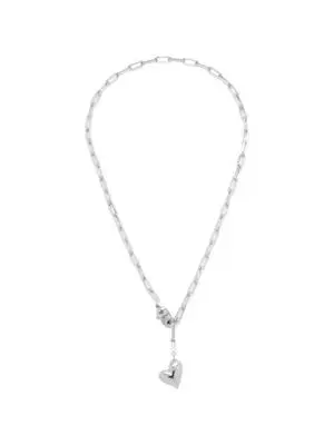Jenny Bird Tone Heart Pendant Chain Necklace - Silver