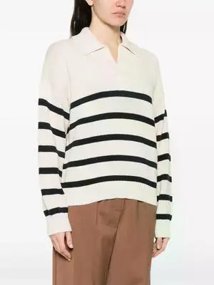 Max Mara Striped Polo Neck Sweater