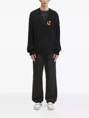 SKY HIGH FARM WORKWEAR Embroidered V-neck Sweater