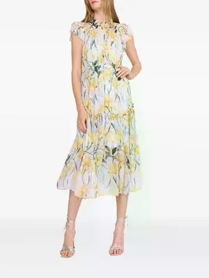 CHRISTY LYNN Vera Ruffled Floral Midi Dress - White
