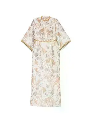 BARUNI Mira Floral-jacquard Embellished Maxi Dress - White