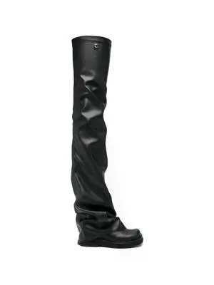Attico Over-the-knee Round-toe Platform Boots - Black