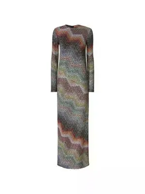 Missoni Zigzag Pattern Long-sleeved Maxi Dress - Grey