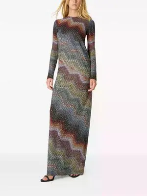 Missoni Zigzag Pattern Long-sleeved Maxi Dress