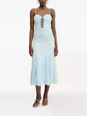 Bardot Lace-up Floral Midi Dress - Blue