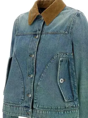 Alexander McQueen Corduroy Collar Denim Jacket - Blue