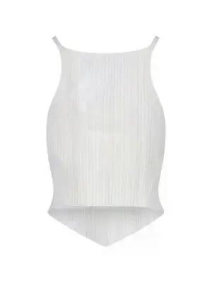 COURREGES Ribbed Knit Top - White