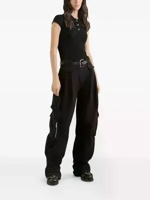 Dolce & Gabbana Ribbed Knit Polo Top With Pointed Collar