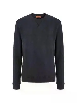Missoni Crew Neck Chevron Pattern Sweatshirt - Blue
