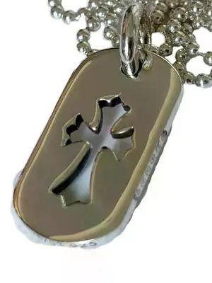 Chrome Hearts Small Cross Dog Tag Ball-chain Necklace - Silver