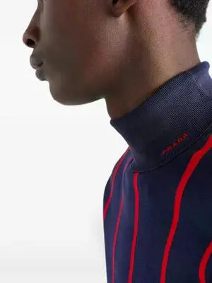 Prada Intarsia Striped Turtleneck Sweater