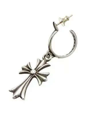 Chrome Hearts Sterling Cross Hoop Earring - Silver