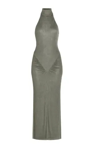 THE NEW ARRIVALS ILKYAZ OZEL Cass Chevalier Halter Dress - Silver