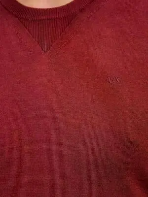 Armani Exchange Embroidered Crew Neck Sweater - Red