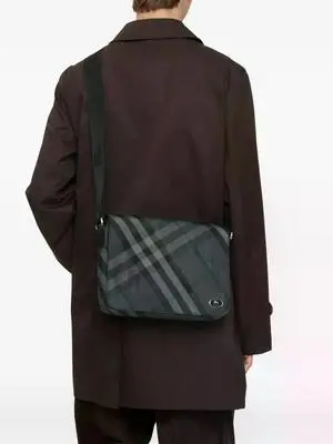 Burberry Check-pattern Messenger Bag - Grey