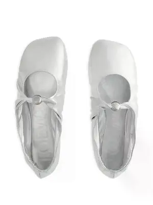 Loewe Leather Ballerina Flats - Silver