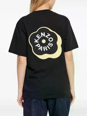 Kenzo Floral Logo Print Cotton T-shirt - Black