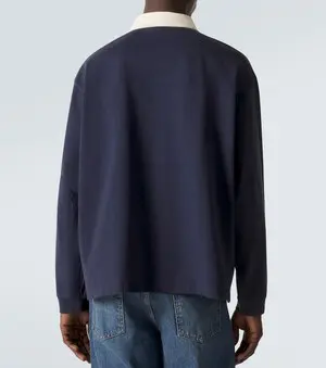 FRAME Cotton Jersey Polo Sweater - Blue