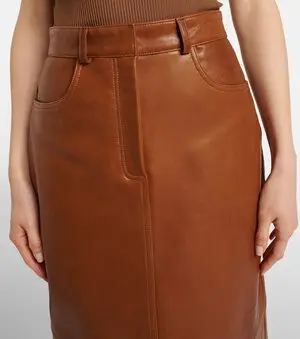 Nour Hammour Ghalia Leather Pencil Skirt