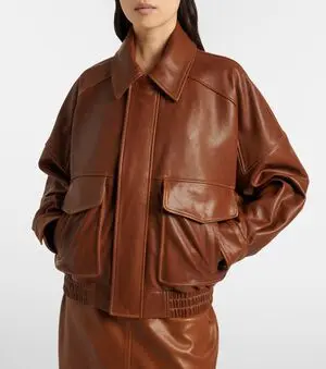 Nour Hammour Runa Leather Bomber Jacket