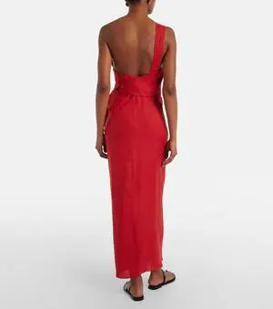 Johanna Ortiz One-shoulder Linen Gown