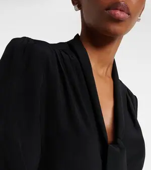 NILI LOTAN Colt Tie-neck Silk Blouse - Black