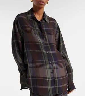THE FRANKIE SHOP Peri Sheer Plaid Shirt