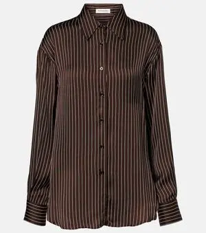 THE FRANKIE SHOP Peri Pinstripe Satin Shirt