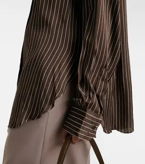 THE FRANKIE SHOP Peri Pinstripe Satin Shirt