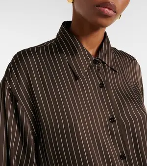 THE FRANKIE SHOP Peri Pinstripe Satin Shirt