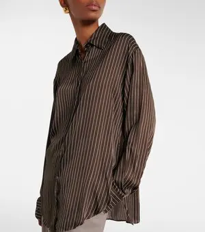 THE FRANKIE SHOP Peri Pinstripe Satin Shirt