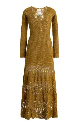 Escvdo Reflejo Cotton Midi Dress - Gold