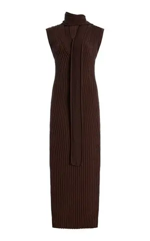 AISLING CAMPS Aisling Camps Sleeveless Ribbed Maxi Dress With Integrated Scarf