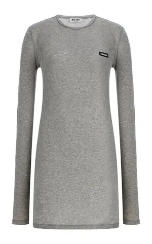 Miu Miu Ribbed Cotton T-shirt Mini Dress