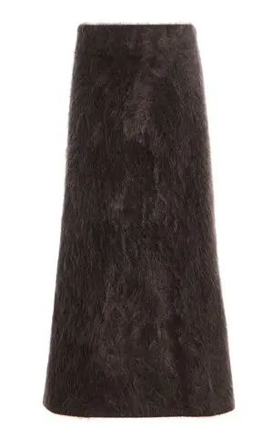 LISA YANG Asta Brushed Cashmere Midi Skirt - Brown