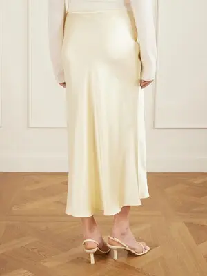 Another Tomorrow Satin Midi Skirt