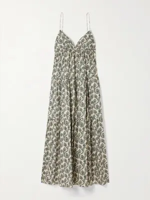 Matteau Printed Organic Cotton-poplin Midi Dress