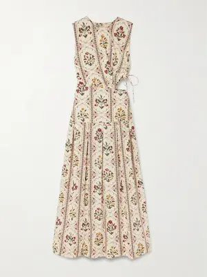 Agua Bendita Otoño Andes' Floral Print Cotton Midi Dress With Cut-out Detail - Multi