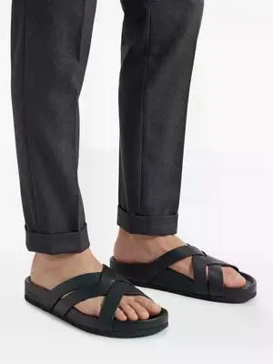 TOM FORD Leather Crossover Strap Sandals - Black