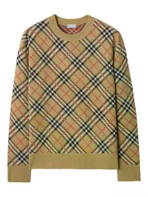 Burberry Check Crew-neck Sweater - Neutrals