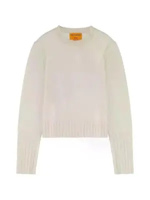 Guest In Residence Ribbed Crew Neck Long Sleeve Sweater - Neutrals